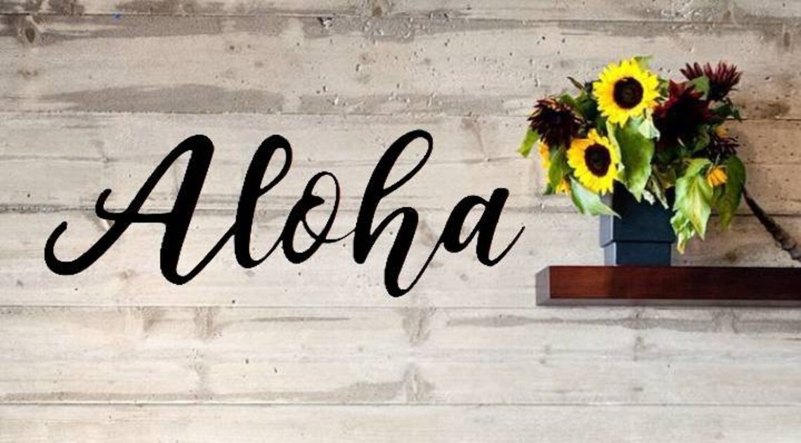 Aloha Metal Sign Cursive Aloha Sign Script Aloha Sign | Etsy