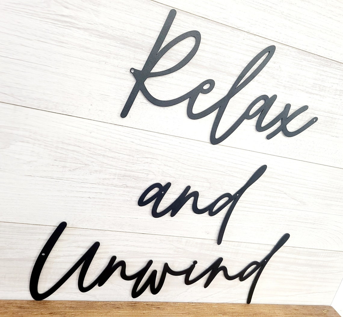 Relax and Unwind Bath Signs | Metal Relax Bathroom Sign | Set of 3 ...