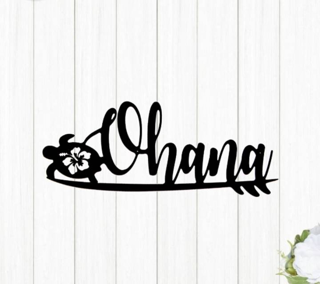 Ohana Metal Sign Turtle on Surfboard Sign Cursive Ohana - Etsy