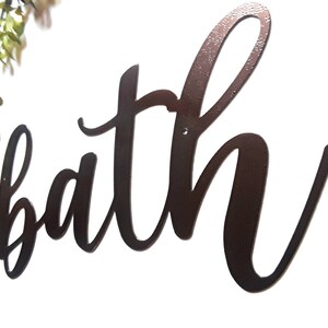 Bath Sign | Cursive Bathroom Sign | Metal Bath Sign | Cursive Word Sign ...