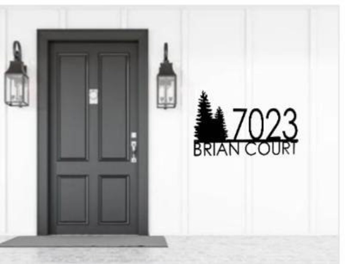 Rustic Address Sign Pine Tree Sign House Numbers Metal - Etsy