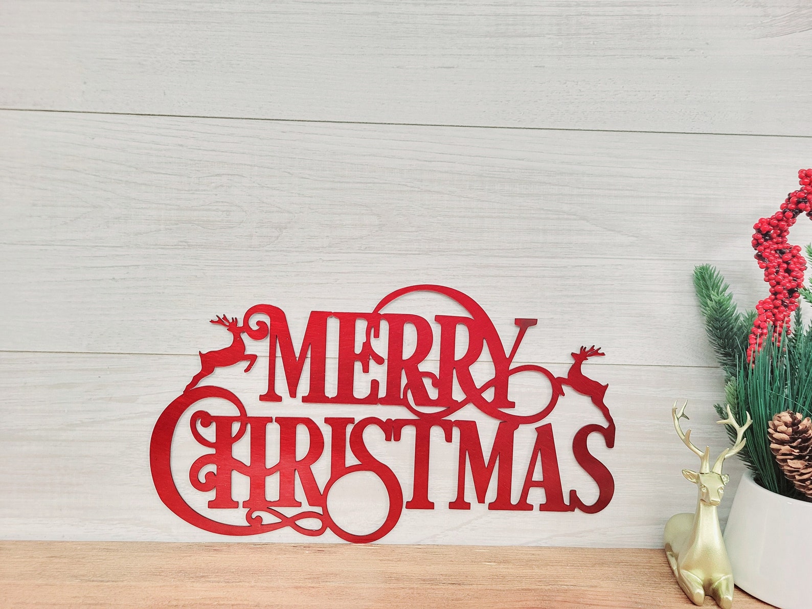 Merry Christmas Metal Sign, Holiday Wall Art Decor, Christmas ...
