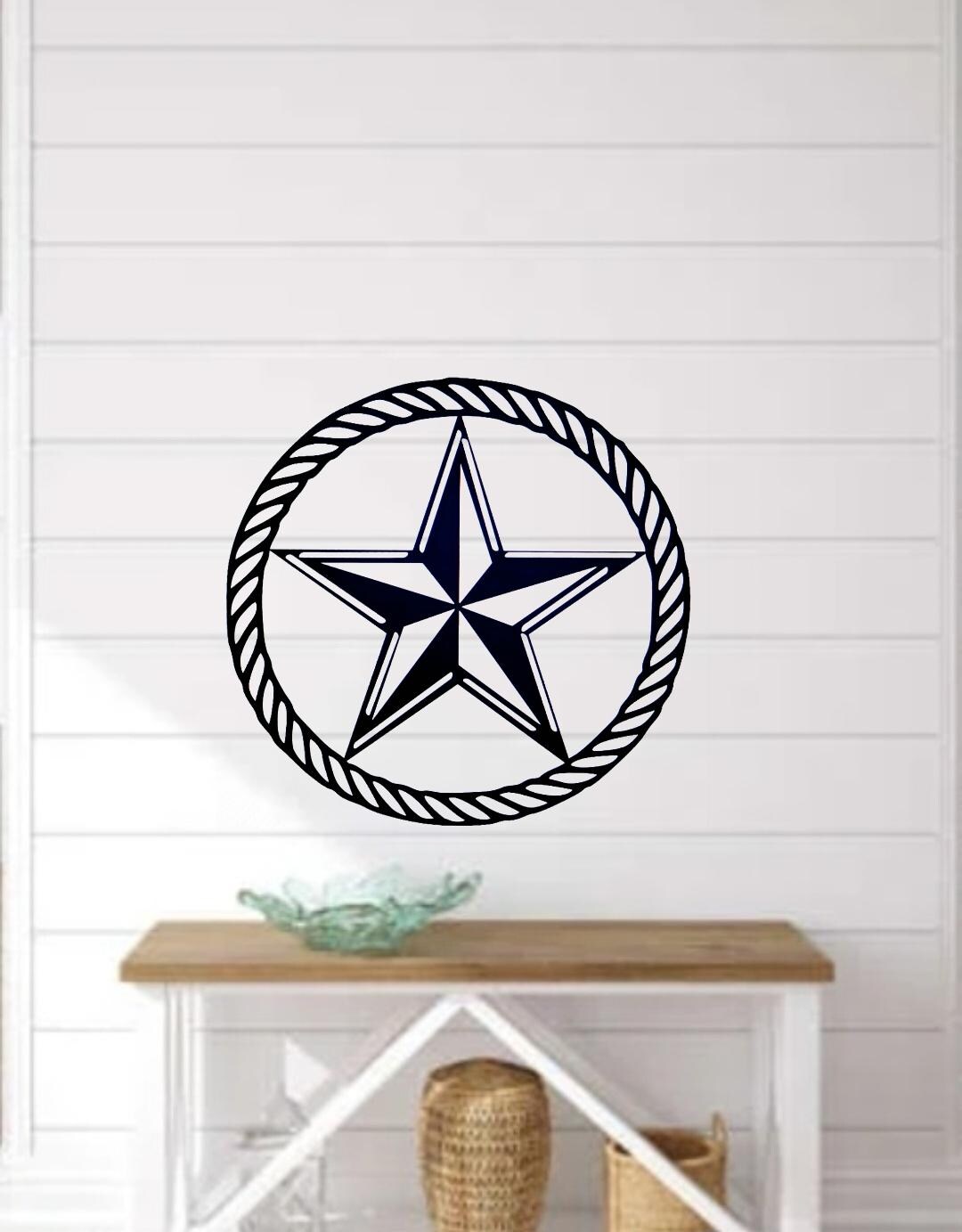 Metal Lone Star Sign | Round Star Door Hanger | Rope Border Sign ...