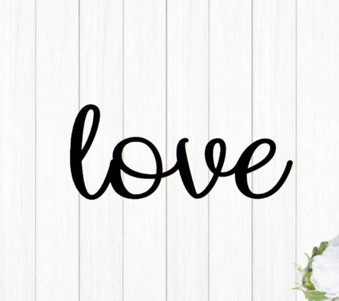 Wood Love Sign Cursive Love Sign Love Script Word Sign Farmhouse Style ...