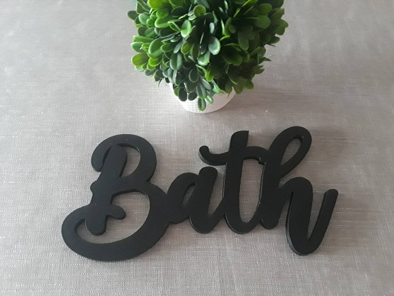 Free Standing Bath Sign | Cursive Bathroom Sign | Wood Bath Sign ...
