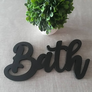 Free Standing Bath Sign | Cursive Bathroom Sign | Wood Bath Sign ...