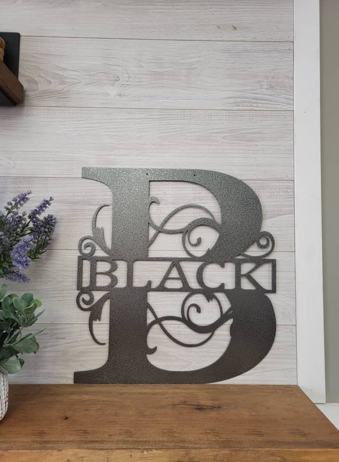 Fancy Scroll Sign | Round Monogram Door Hanger | Last Name Sign ...