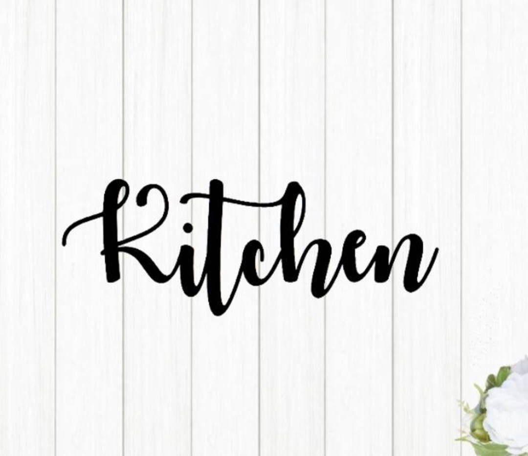 Kitchen Sign Kitchen Cursive Word Sign Farmhouse Style Home Decor Wood ...