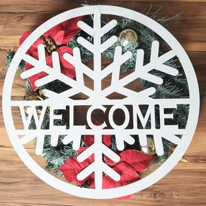 Snowflake Welcome Sign | Personalized Winter Door Hanger | Family Name ...