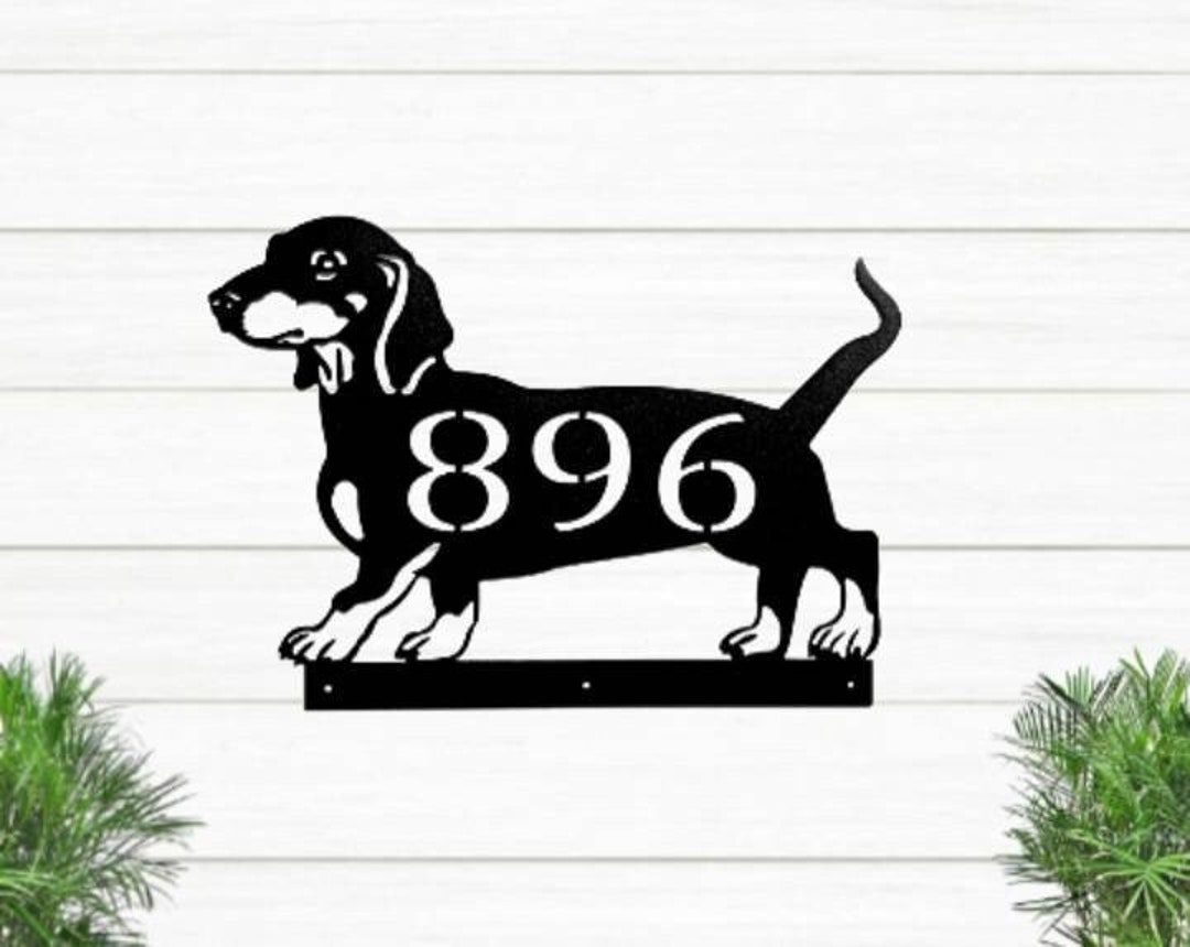 Dachshund Address Sign Dog Pup Custom House Number Hand Made Sign Puppy ...