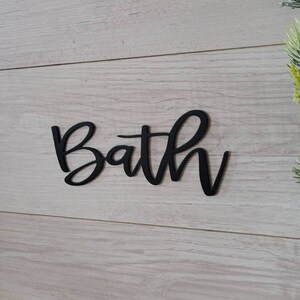Bath Sign Bathroom Decor Sign Cursive Metal Word Restroom Sign Wahroom ...