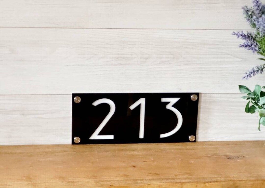 Modern House Numbers | Vertical Address Plaque | Weatherproof Address ...