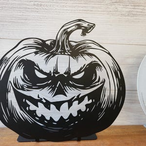 Freestanding Metal Pumpkin Sign | Spooky Jack O Lantern Yard Sign ...