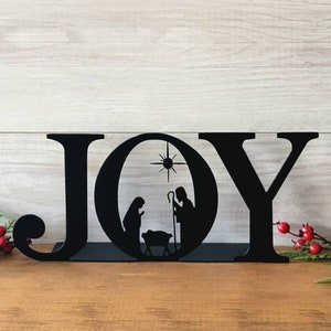Metal Joy Sign Nativity Sign Christian Nativity Manger - Etsy