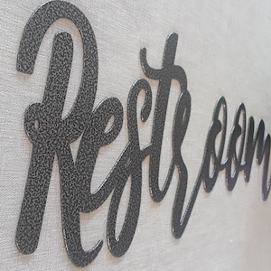 Restroom Sign | Metal Restroom Sign | Cursive Restroom Sign | Script ...