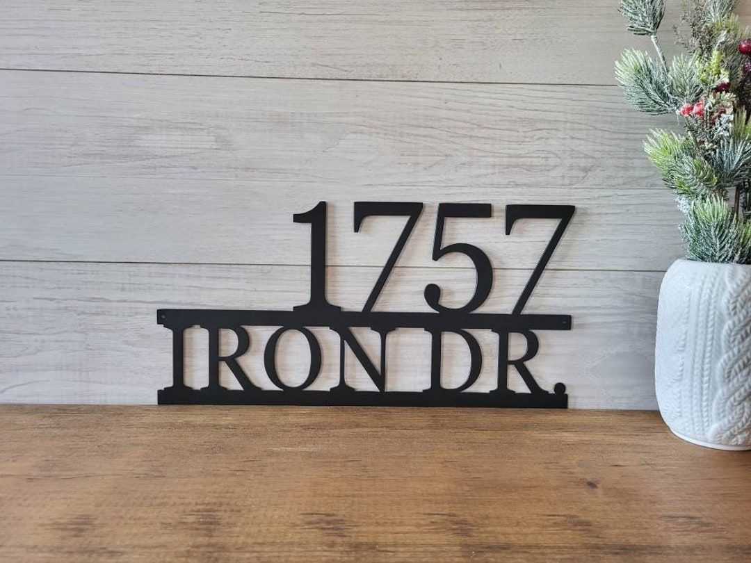 Custom Address Sign | Modern House Numbers | Street Name Sign | Metal ...