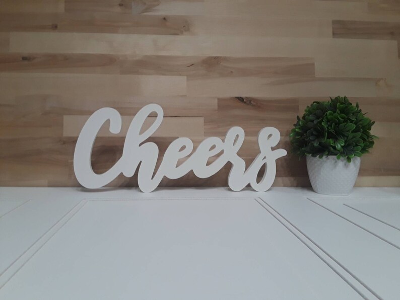 Free Standing Cheers Sign Cursive Cheers Sign Wood Cheers | Etsy