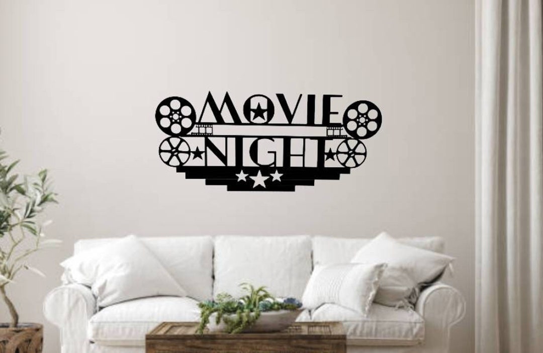 Movie Night Sign | Metal Movie Night Sign | Home Theater Sign | Movie ...