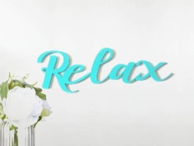 Relax Sign Bathroom Decor Sign Cursive Metal Word Restroom | Etsy