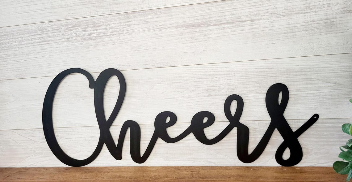 Cheers Sign | Metal Cheers Sign | Script Cheers Sign | Script Font Bar ...