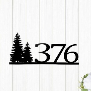 Rustic Address Sign Pine Tree Sign House Numbers Metal Address Sign ...