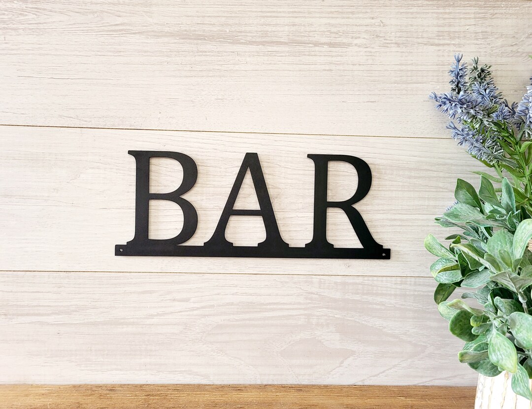 Bar Sign | Steel Bar Sign | Metal Bar Sign | Bar Script Word | Recycled ...