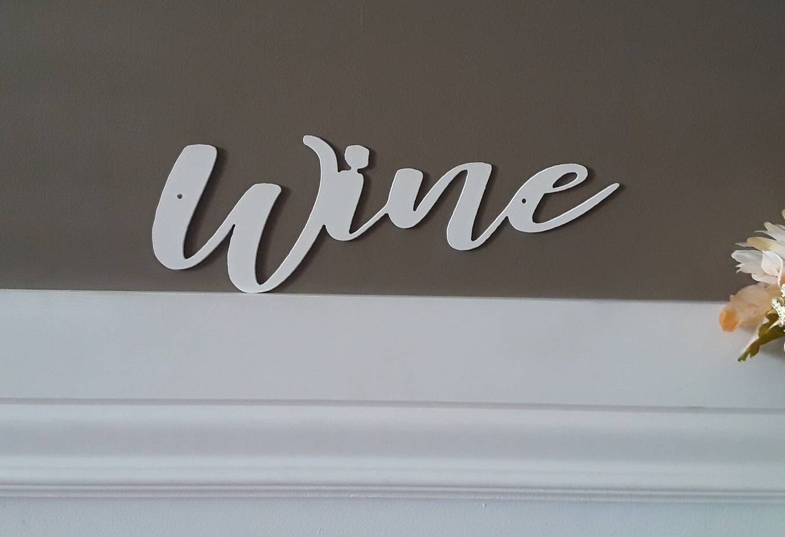 Wine Sign | Metal Wine Sign | Cursive Wine Sign | Kitchen Decor | Metal ...