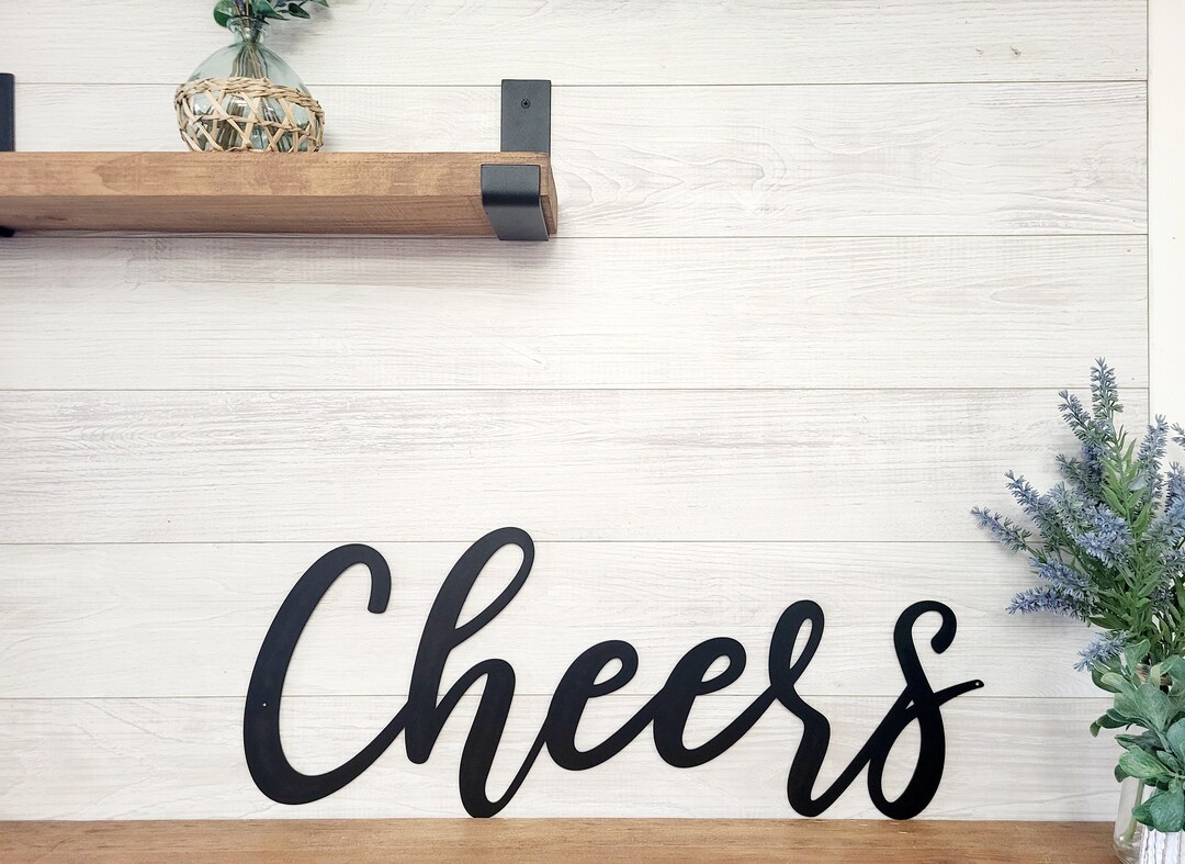 Cheers Sign | Metal Cheers Sign | Script Cheers Sign | Script Font Bar ...