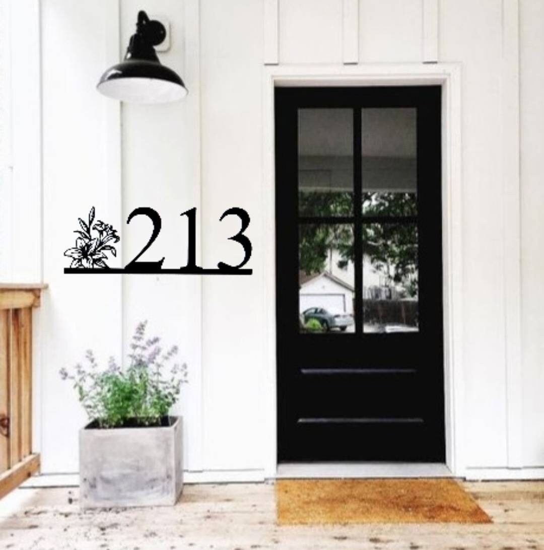Lily Flower Address Sign | Horizontal Address Sign | Flower House ...