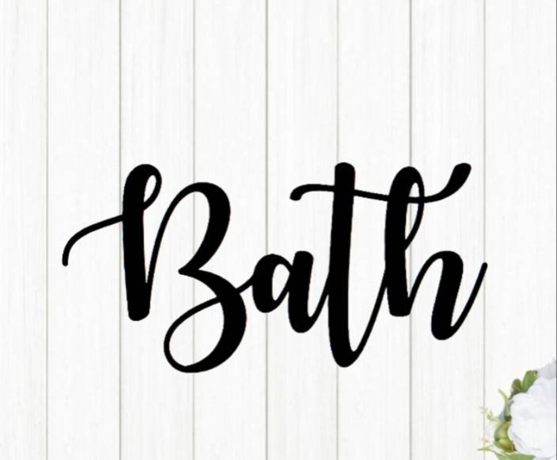 Bath Sign Cursive Bathroom Sign Metal Bath Sign Cursive - Etsy