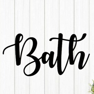 Bath Sign Cursive Bathroom Sign Metal Bath Sign Cursive Word Sign ...