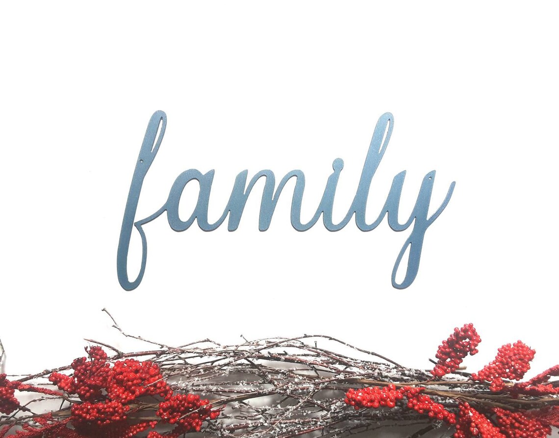 Family Metal Sign Home Decor Cursive Word Sign Family Sign | Etsy