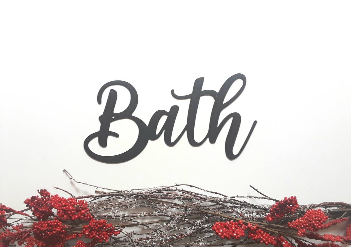 Bath Sign Cursive Bathroom Sign Metal Bath Sign Cursive - Etsy
