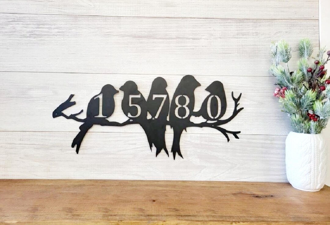 Birds on a Limb House Number Address Metal Sign Metal Art Handmade Any ...