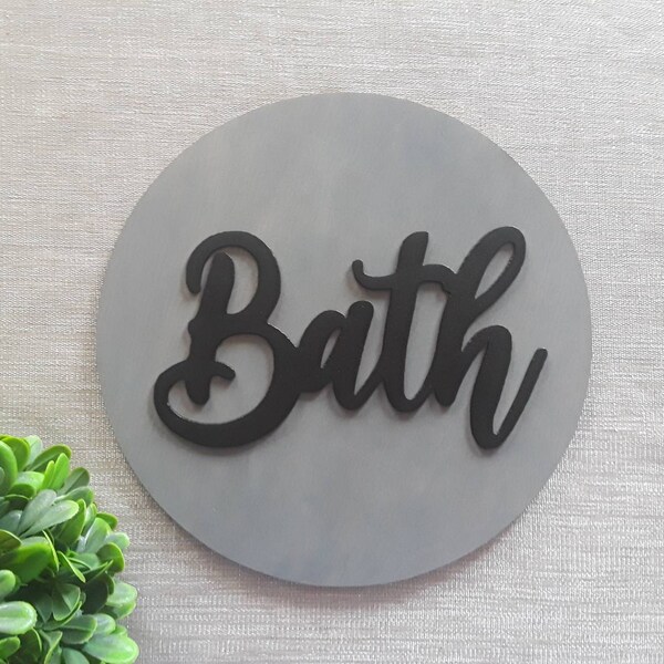 Wooden Cursive Bathroom Sign - Etsy