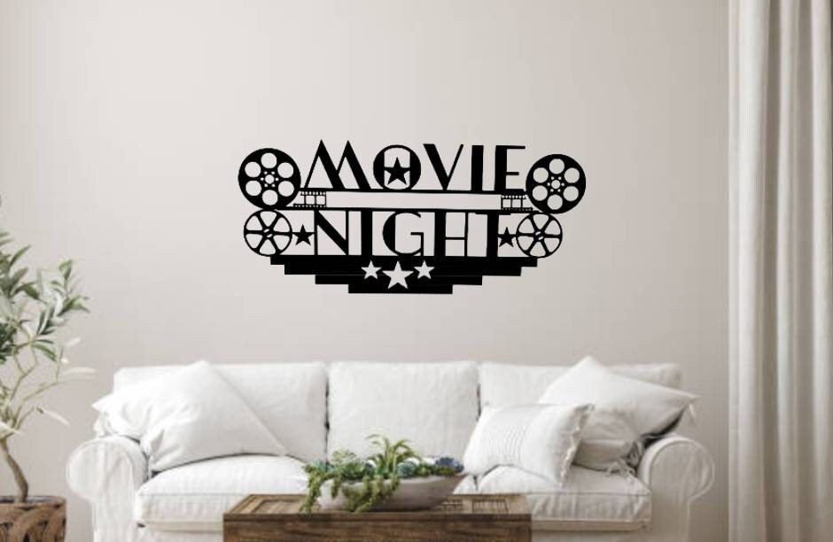 Movie Night Sign Metal Movie Night Sign Home Theater Sign - Etsy