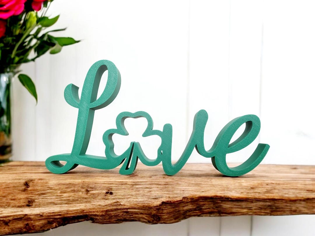 Freestanding Shamrock Love Sign | St Patrick's Day Décor | Thick Love ...