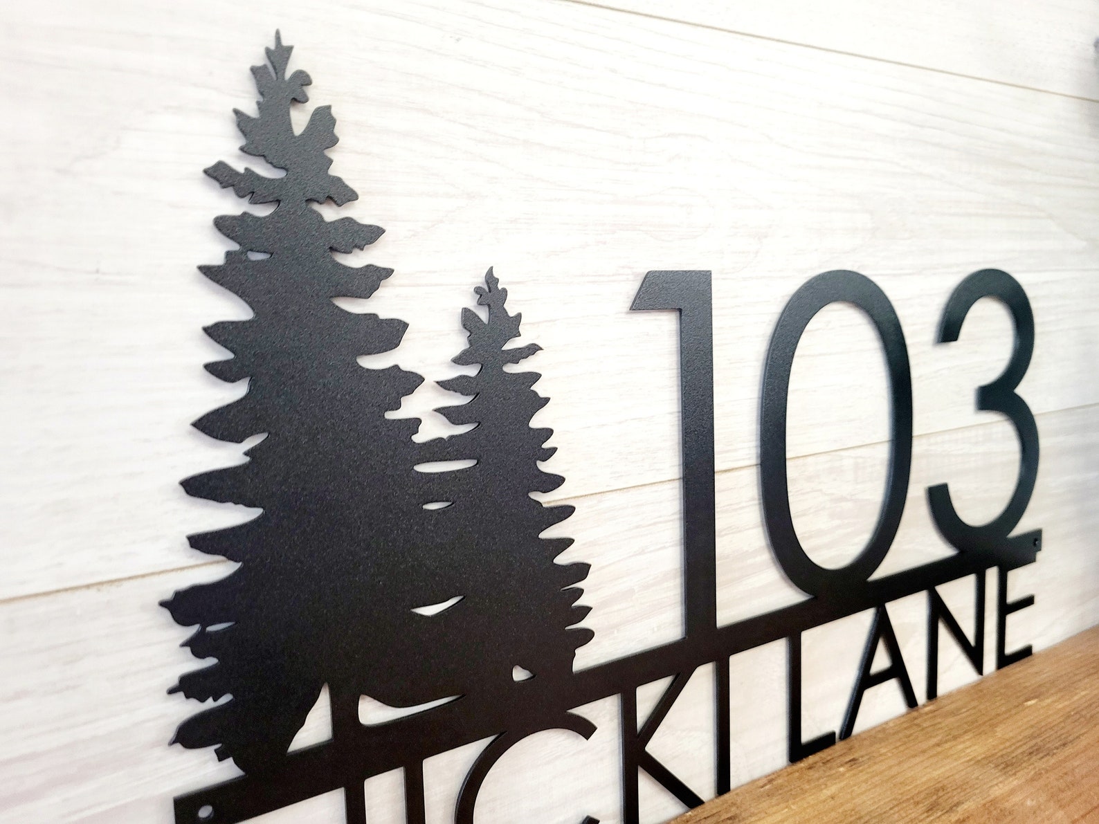 Rustic Address Sign Pine Tree Sign House Numbers Metal Address Sign ...