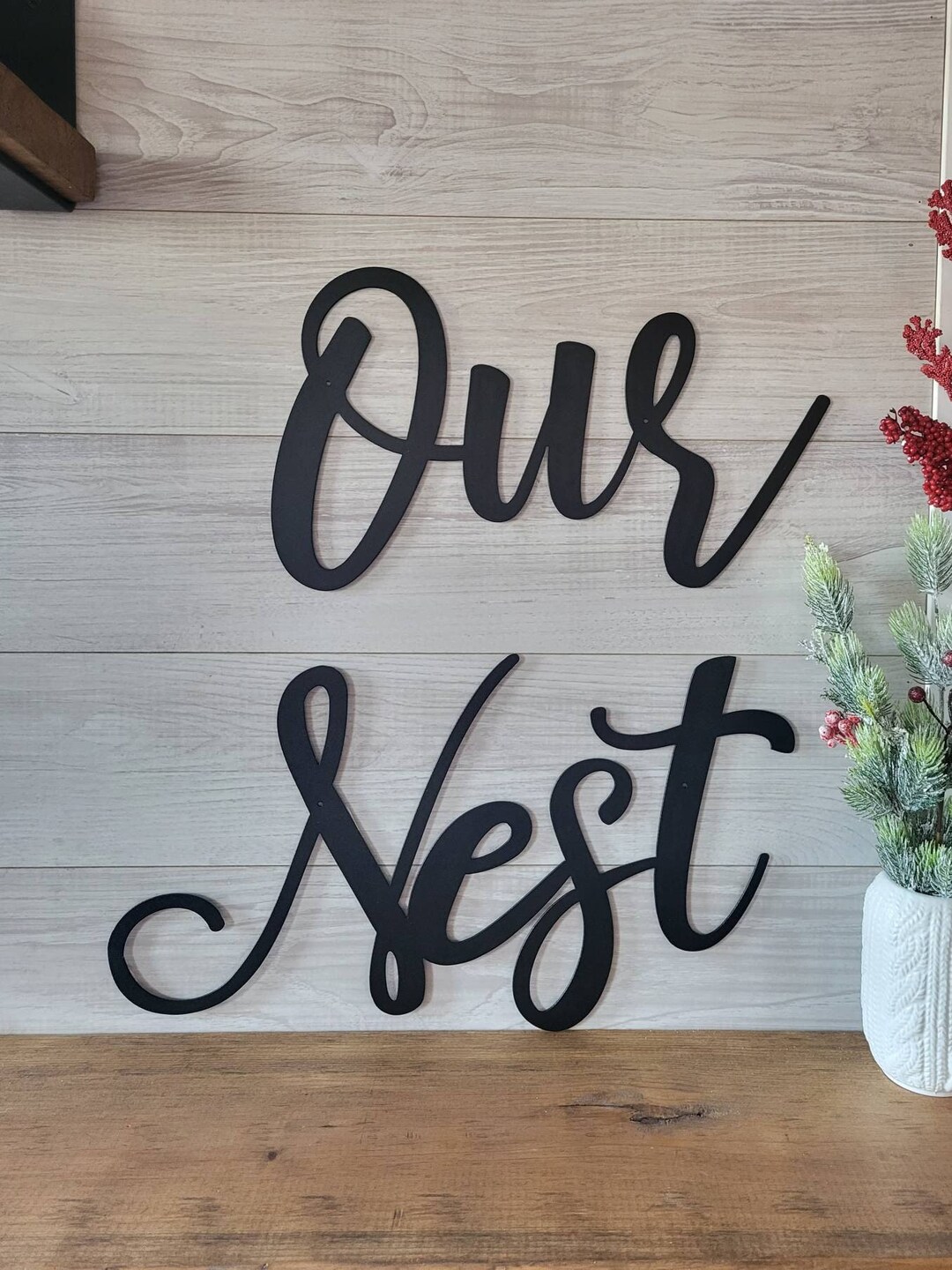 Our Nest Sign Metal Sign Cursive Script Farmhouse Style Sign Recycled ...