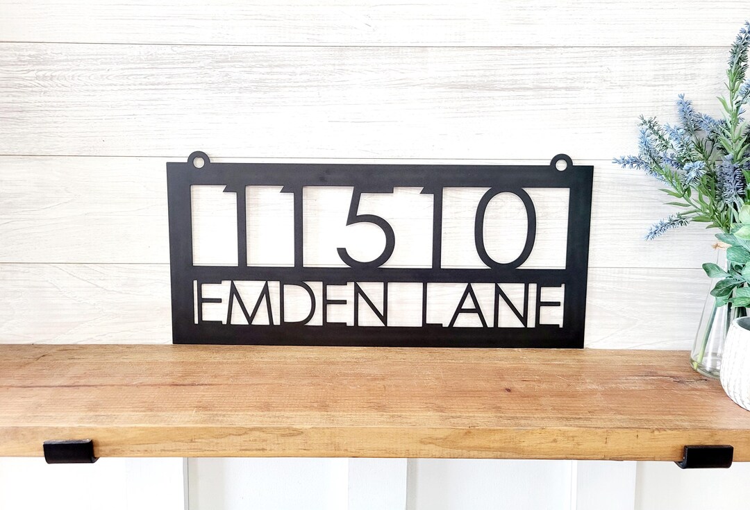 Horizontal Hanging Address Sign | Modern House Number Plaque | Garden ...