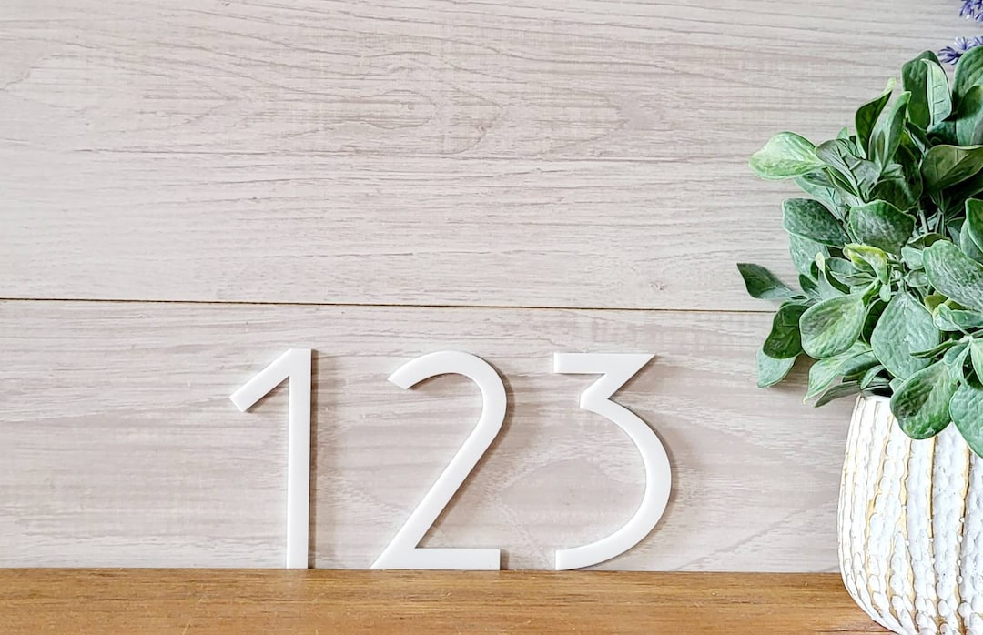 3" WHITE ACRYLIC Modern Mailbox Numbers | Address Numbers and Letters ...
