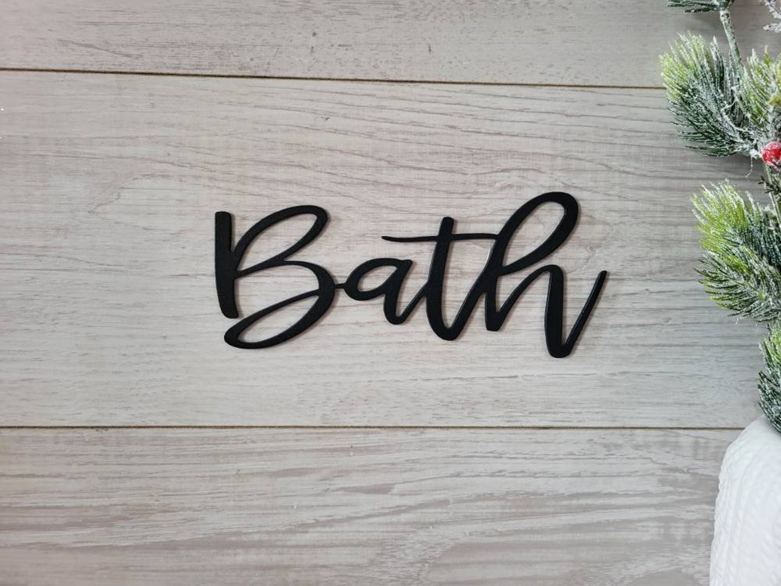 Bath Sign Bathroom Decor Sign Cursive Metal Word Restroom Sign Wahroom ...