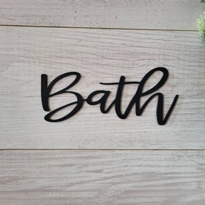 Bath Sign Bathroom Decor Sign Cursive Metal Word Restroom Sign Wahroom ...