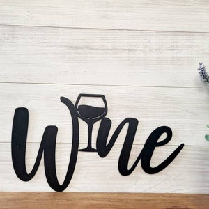 Wine Sign Metal Wine Glass Sign Cursive Wine Sign - Etsy