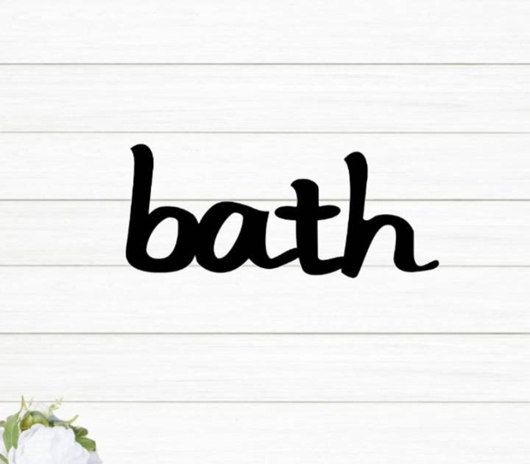 Freestanding Bath Sign Cursive Bathroom Sign Wood Bath Sign Cursive ...