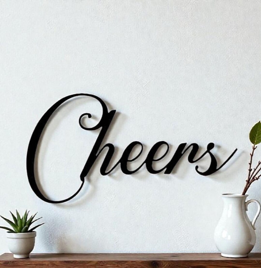 Cheers Sign | Metal Cheers Sign | Script Cheers Sign | Script Font Bar ...