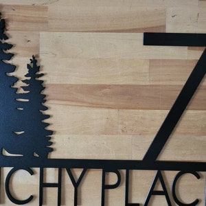 Rustic Address Sign | Pine Tree Sign | House Numbers | Metal Address ...
