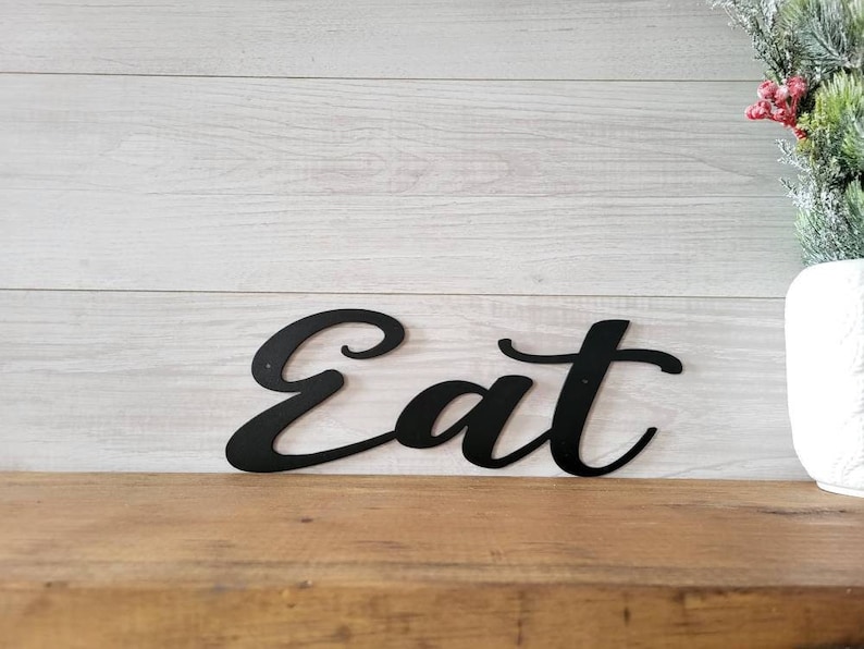 Metal Eat Sign | Cursive Steel Word Art, Kitchen & Dining Decor - Etsy