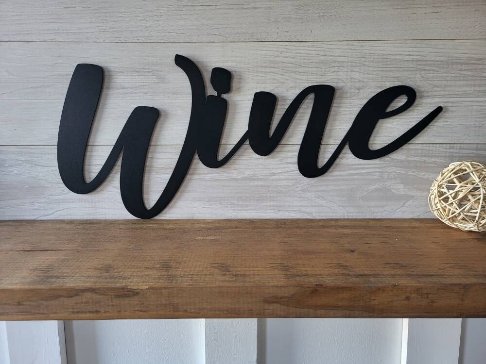 Wine Sign Metal Wine Sign Cursive Wine Sign Kitchen - Etsy