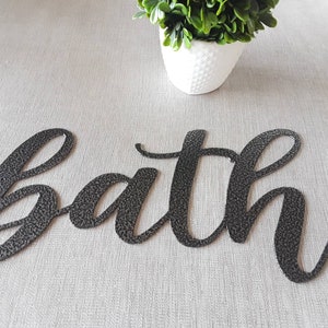 Bath Sign | Cursive Bathroom Sign | Metal Bath Sign | Cursive Word Sign ...